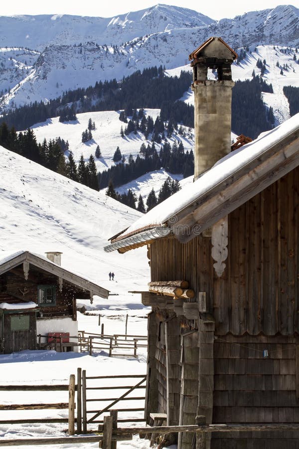 Part of an Alpine Hut in Winter, Germany Stock Photo - Image of ...