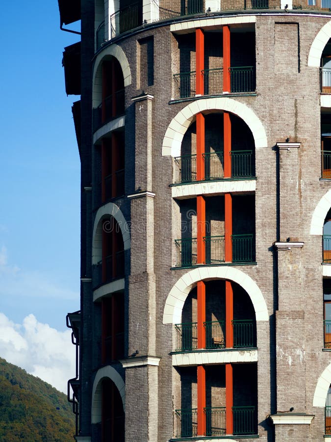 Part of Ancient Stone Tower with Arched Windows. Tourist Attraction ...