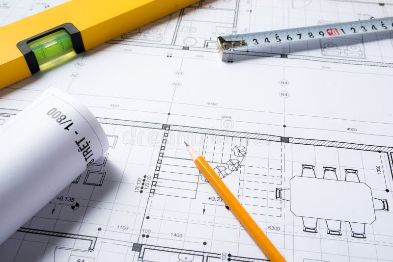 Part of Architectural Project. Tools To Design a New Home Stock Photo ...