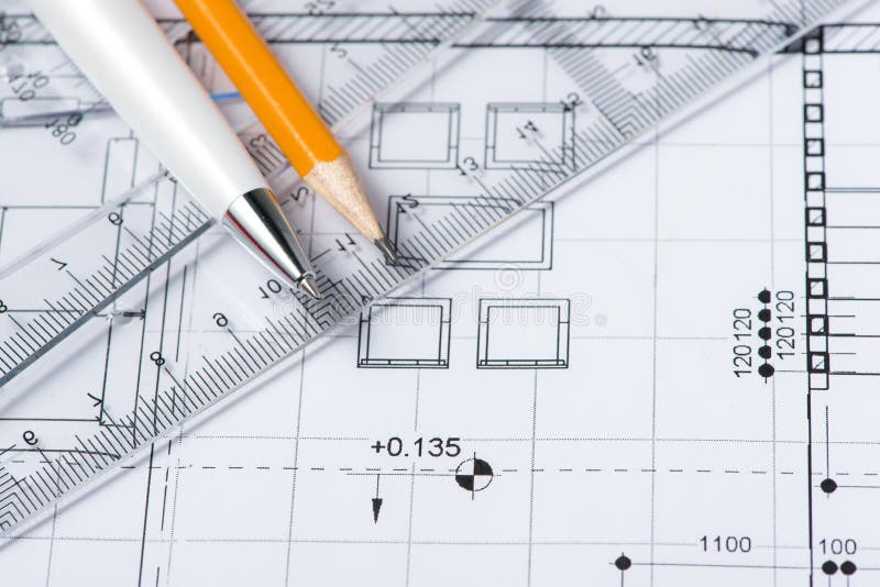 Part of Architectural Project. Tools To Design a New Home Stock Photo ...