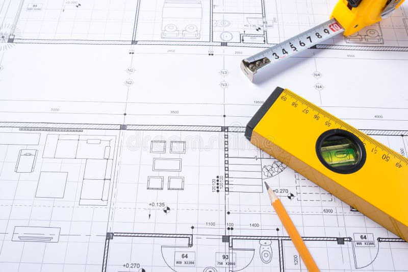 Part of Architectural Project. Tools To Design a New Home Stock Photo ...