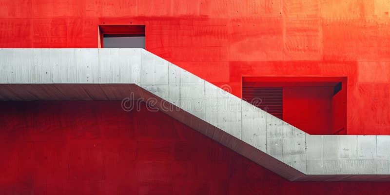 Abstract Angled Architecture with a Red and White Minimal Design Theme ...