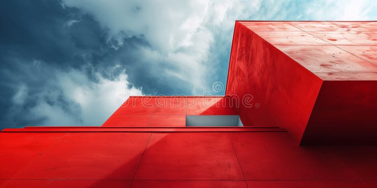 Abstract Angled Architecture with a Red and White Minimal Design Theme ...
