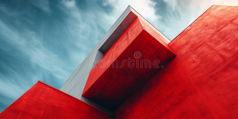 Abstract Angled Architecture with a Red and White Minimal Design Theme ...