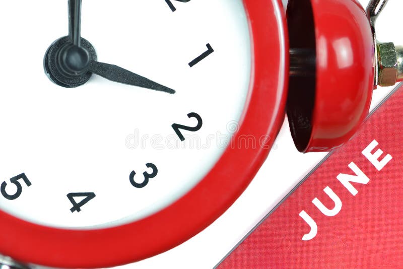 Part of a Big Red Alarm Clock with the Name of the Month of June Stock ...