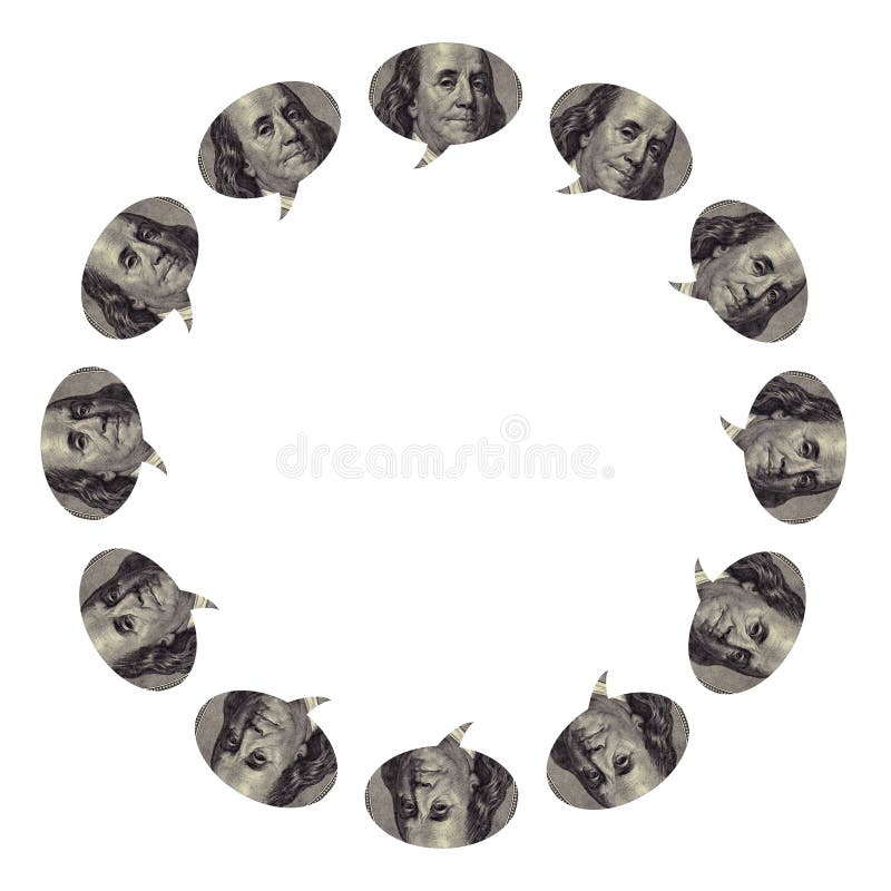 Part of a $100 Bill, Franklin`s Face in a Circle. Stock Image - Image ...