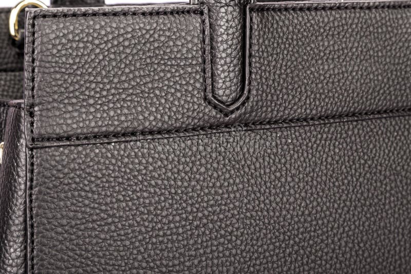 Part of a Black Leather Handbag with Handles and Texture Stock Image ...