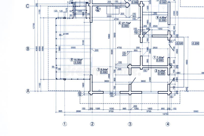 Part of a Detailed Architectural Plan, Floor Plan, Layout, Blueprint ...
