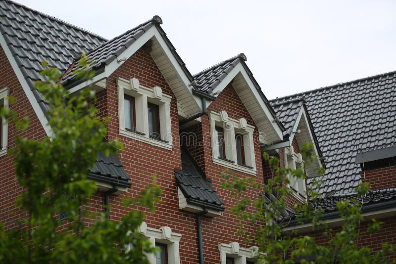 Part of Brick Modern Building Build in Classic Style Stock Photo ...