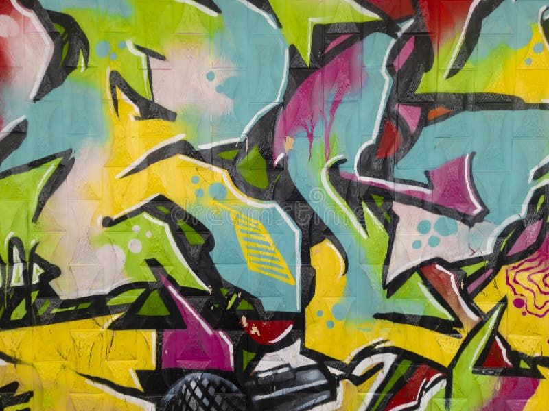 Part of a Bright Multi-colored Wall Graffiti Editorial Stock Image ...