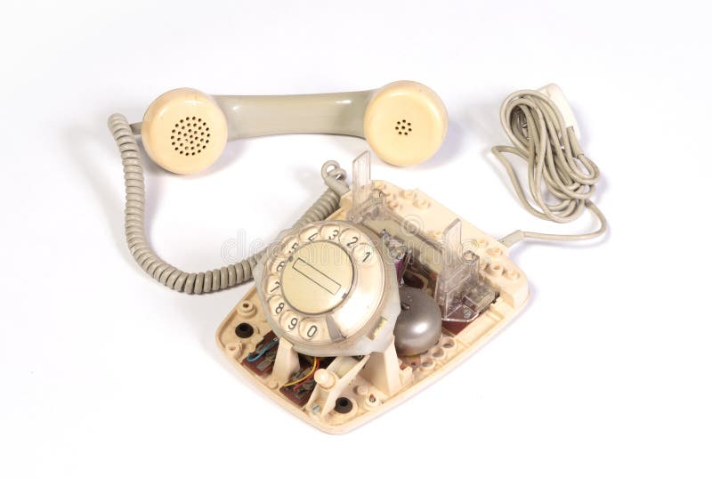 Part of a Broken Old Telephone, Phone with Dial Plate - Plastic Phone ...