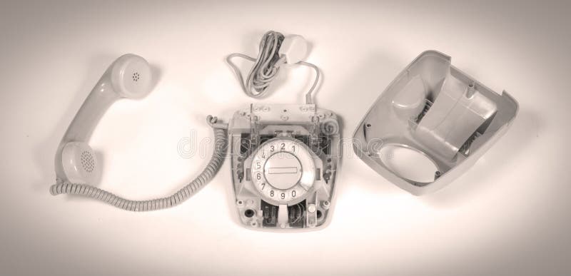 Part of a Broken Old Telephone, Phone with Dial Plate - Plastic Phone ...