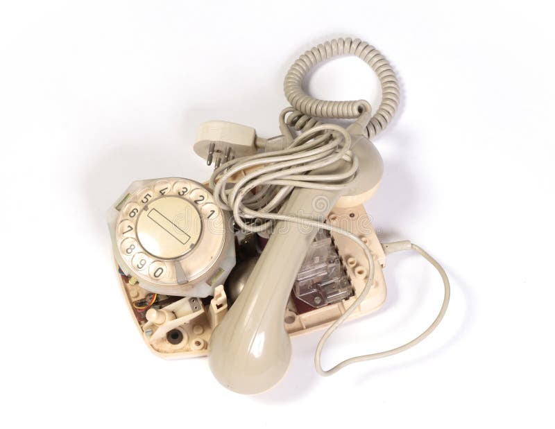 Part of a Broken Old Telephone, Phone with Dial Plate - Plastic Phone ...