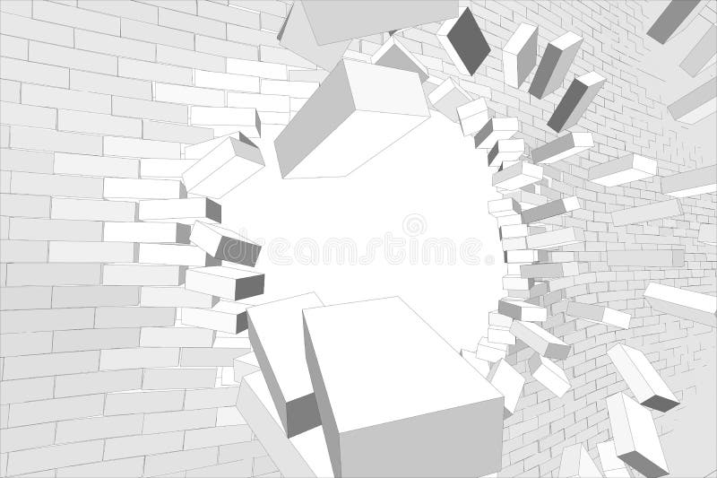 Busting Brick Wall Vector Illustration Stock Vector - Illustration of ...