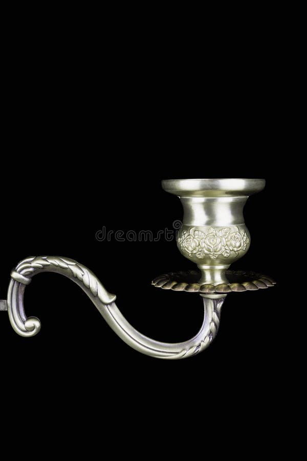 Part of Bronze Vintage Candelabrum, Curved Candlesticks on Black ...