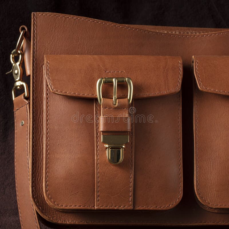 Part of a Brown Genuine Leather Bag Stock Photo - Image of personal ...
