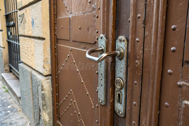 Part of Brown Metal Door with Shiny Lock Stock Illustration ...