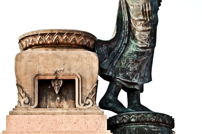 Part of Buddha Statue with Lotus Flower Shaped Base Isolated on White ...