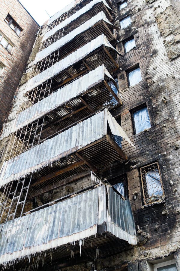 Part of the Building Damaged by Fire. Stock Photo - Image of exterior ...