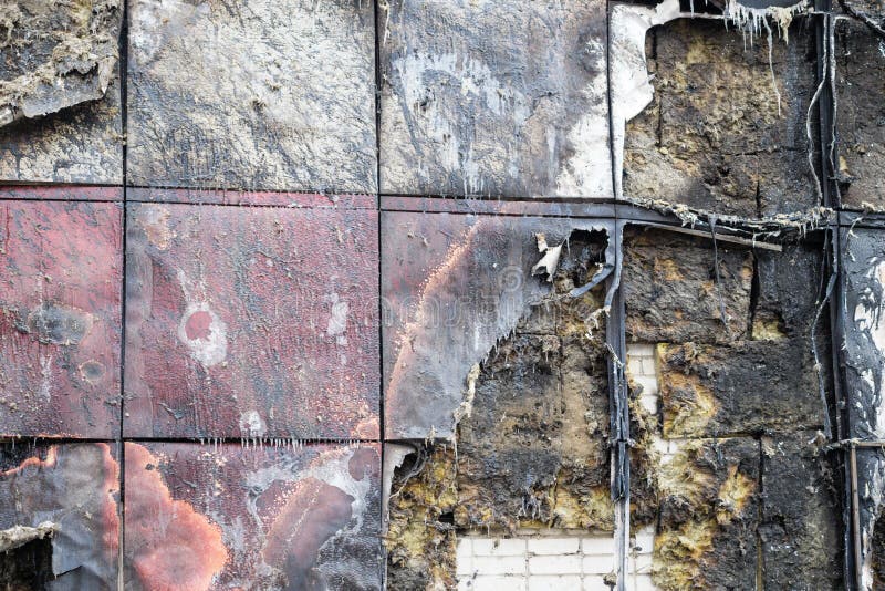 Part of the Building Damaged by Fire. Stock Photo - Image of facade ...