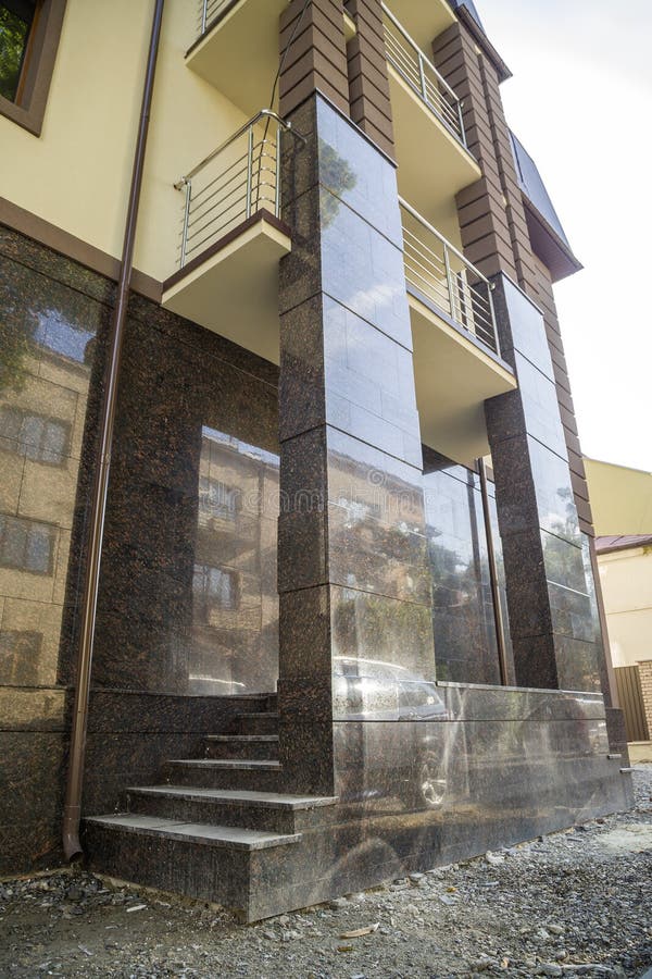 Part of a Building Facade with the Surface of Granite Wall. Natural ...