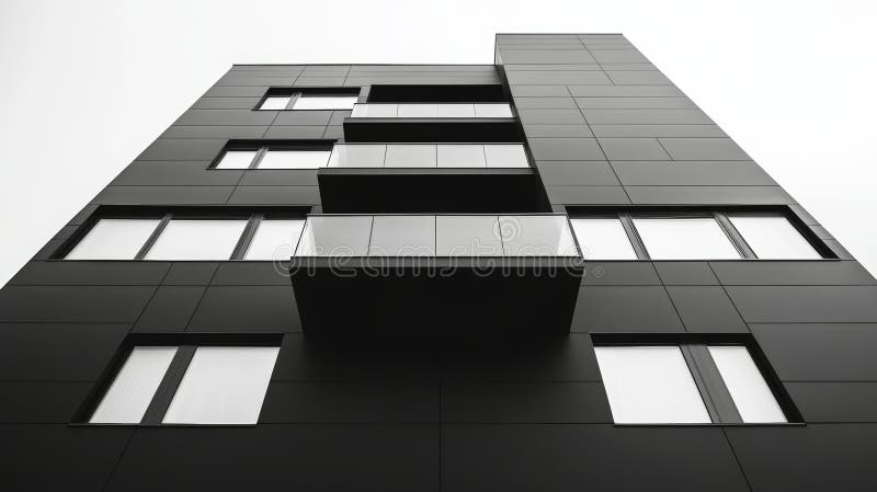 Part of a Building S Facade with Windows and Balconies. Modern Multi ...