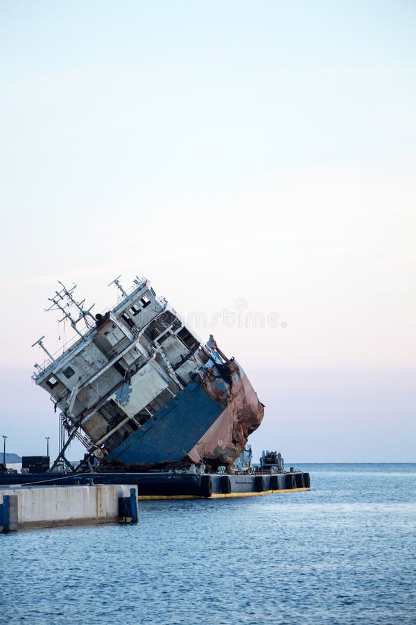 Part of a Cargo Shipwreck Exterior, Closeup . Stock Photo - Image of ...