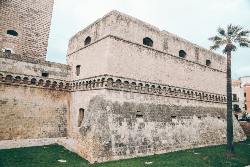 Medieval Charm: Bari Castle with Palm Tree Stock Image - Image of charm ...