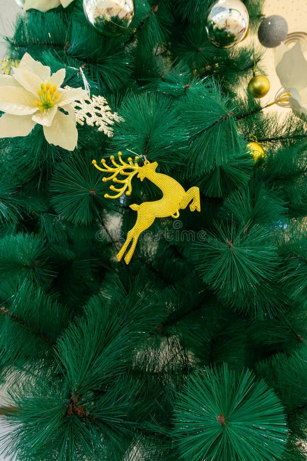 Part of Christmas Tree with Decorations Close Up Vertical Composition ...