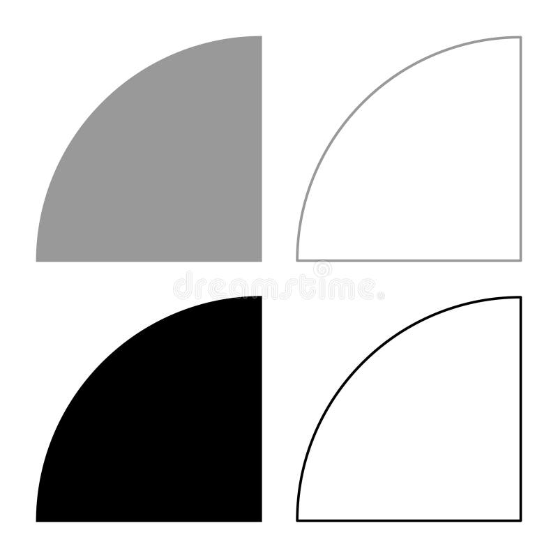 Part Circle 1/4 4 Four Set Icon Grey Black Color Vector Illustration ...