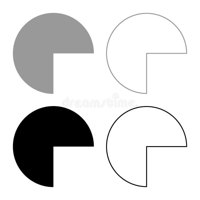 Part Circle 3/4 Three Four Set Icon Grey Black Color Vector ...