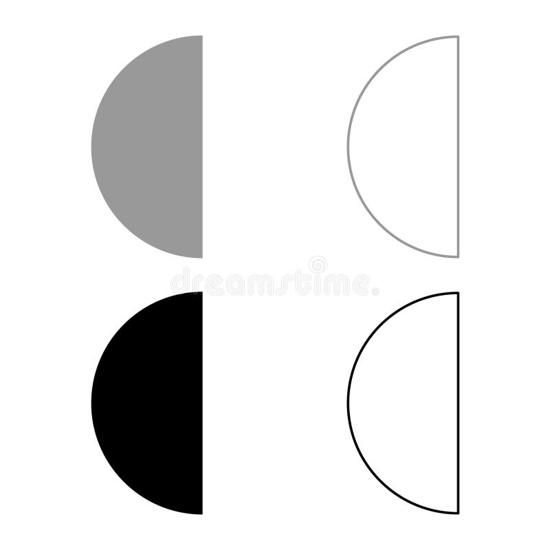 Part Circle 1/2 2 Two Set Icon Grey Black Color Vector Illustration ...