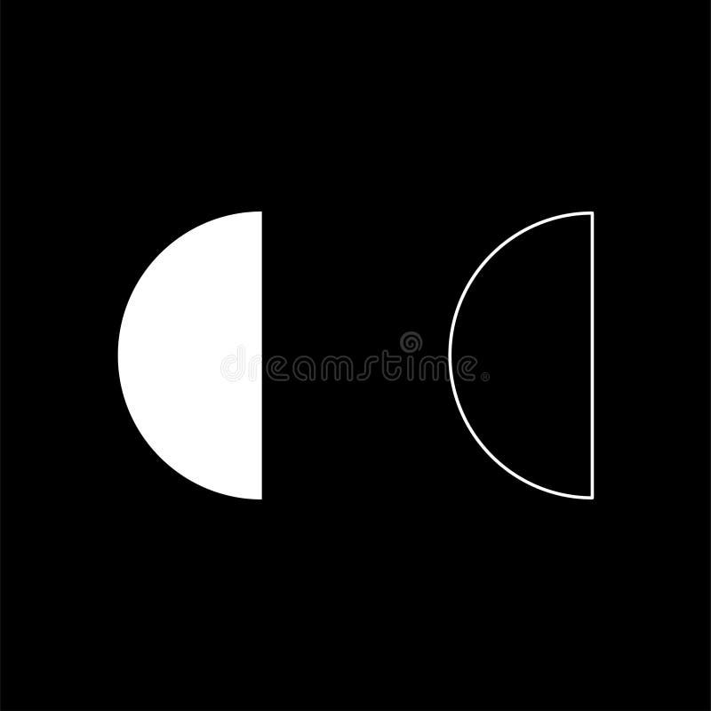 Part Circle 1/2 2 Two Set Icon White Color Vector Illustration Image ...