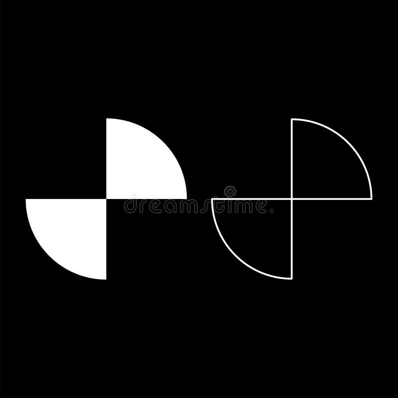 Part Circle 1/2 2 Two Set Icon White Color Vector Illustration Image ...