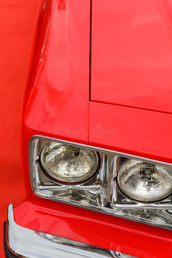 Part of a Classic American Red Car. Stock Photo - Image of retro ...