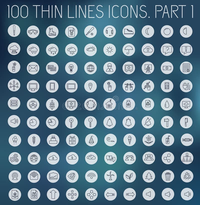 Part 1 of Collection Thin Lines Pictogram Icon Stock Vector ...