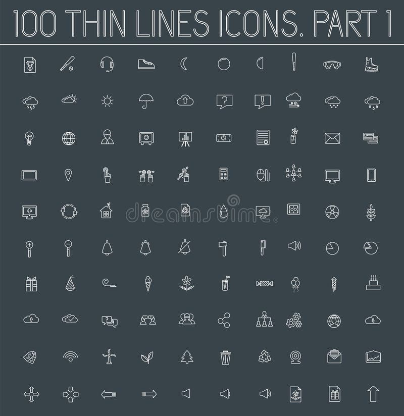 Collection Thin Lines Pictogram Icon Set Concept Stock Vector ...