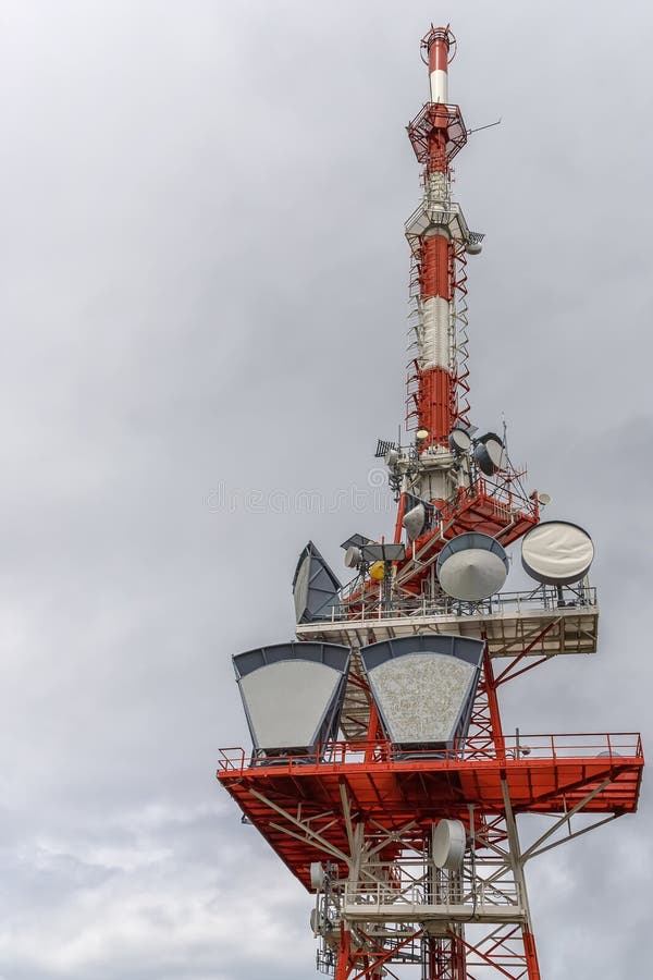 A Part of Communication Tower with Control Devices Stock Image - Image ...
