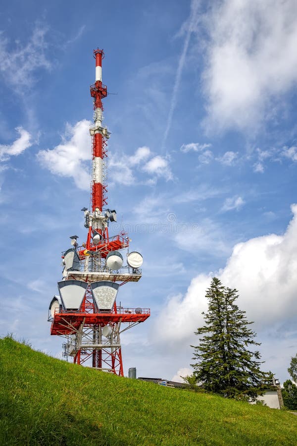 A Part of Communication Tower with Control Devices Stock Photo - Image ...