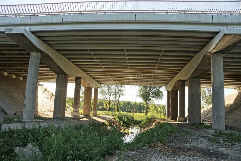 Part of the Concrete Gray Structure of the Old Bridge from Columns ...