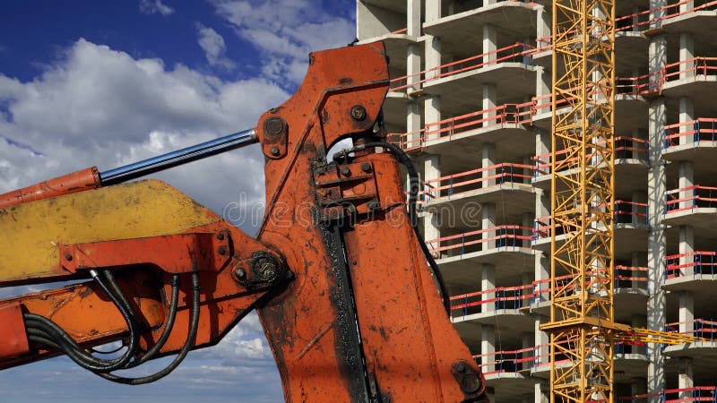 Part of a Construction Machine Excavator or Crane with Multi-storey ...