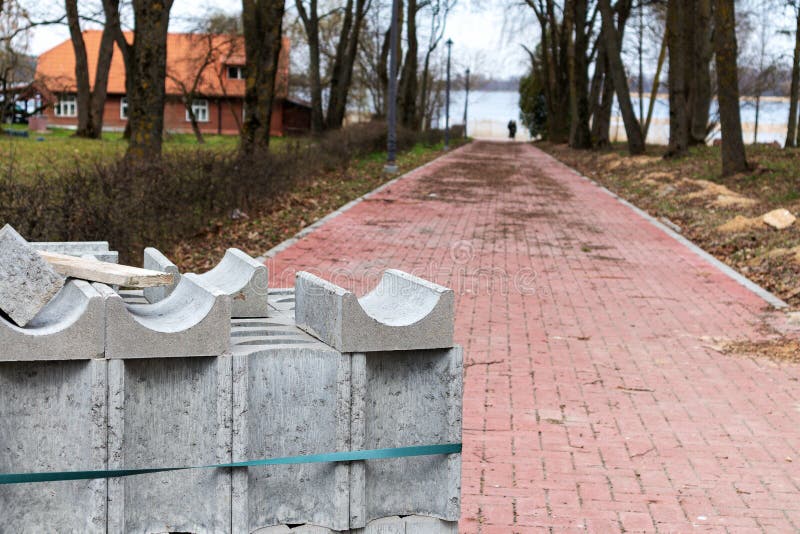 Part of the Sidewalk of the Construction Site with Repair Work and Gray ...