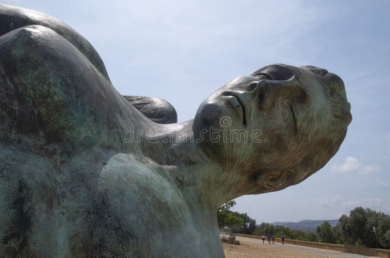 Part of Contemporary Bronze Statue of the Fallen Icarus in Valley of ...