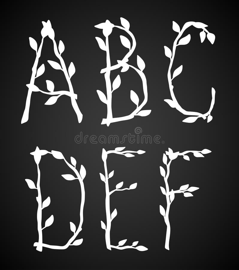 Decorative Alphabet Letters Made of Tree Branches Stock Vector ...