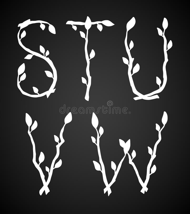 Part of Decorative Alphabet Made of Tree Branches Stock Vector ...