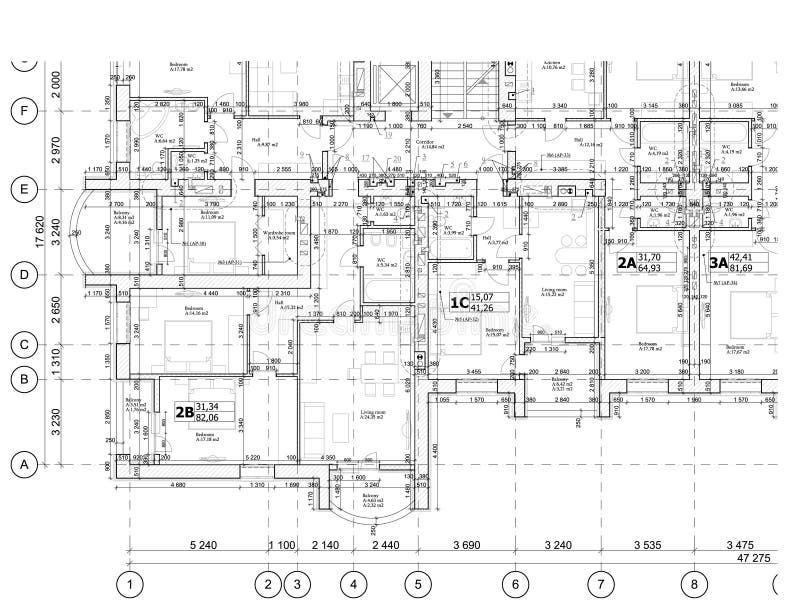 Part of a Detailed Architectural Plan, Floor Plan, Layout, Blueprint ...