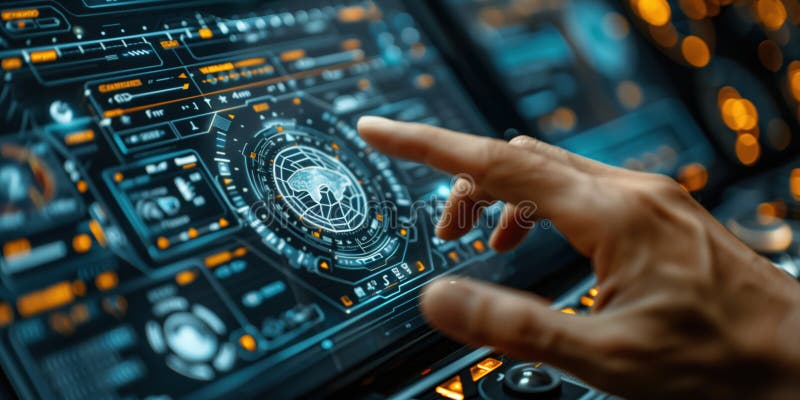 A Persons Hand Using an Interactive Experience Portal, Bright, Modern ...