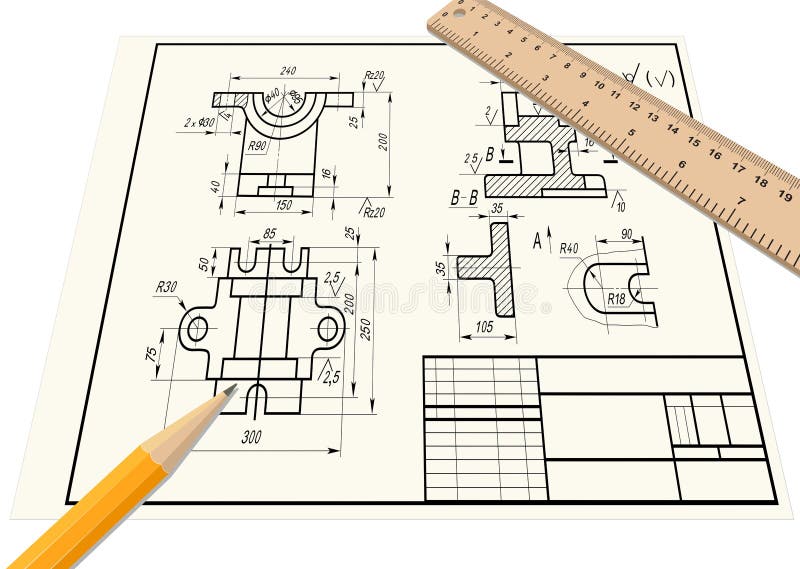 Part drawing stock vector. Illustration of paper, pencil - 21332237