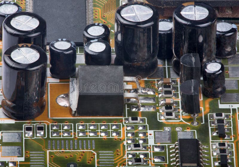 Part of Electrical Board with Capacitors Stock Image - Image of wire ...