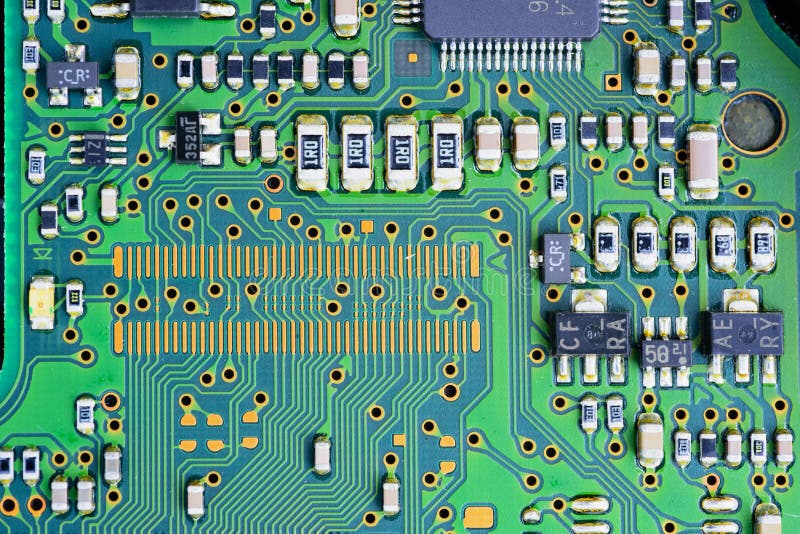 Capacitors, Chips, Microcircuit Ethernet Card Stock Photo - Image of ...